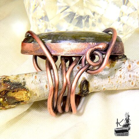 Bague Shiva - oeil de tigre et cuivre taille 54